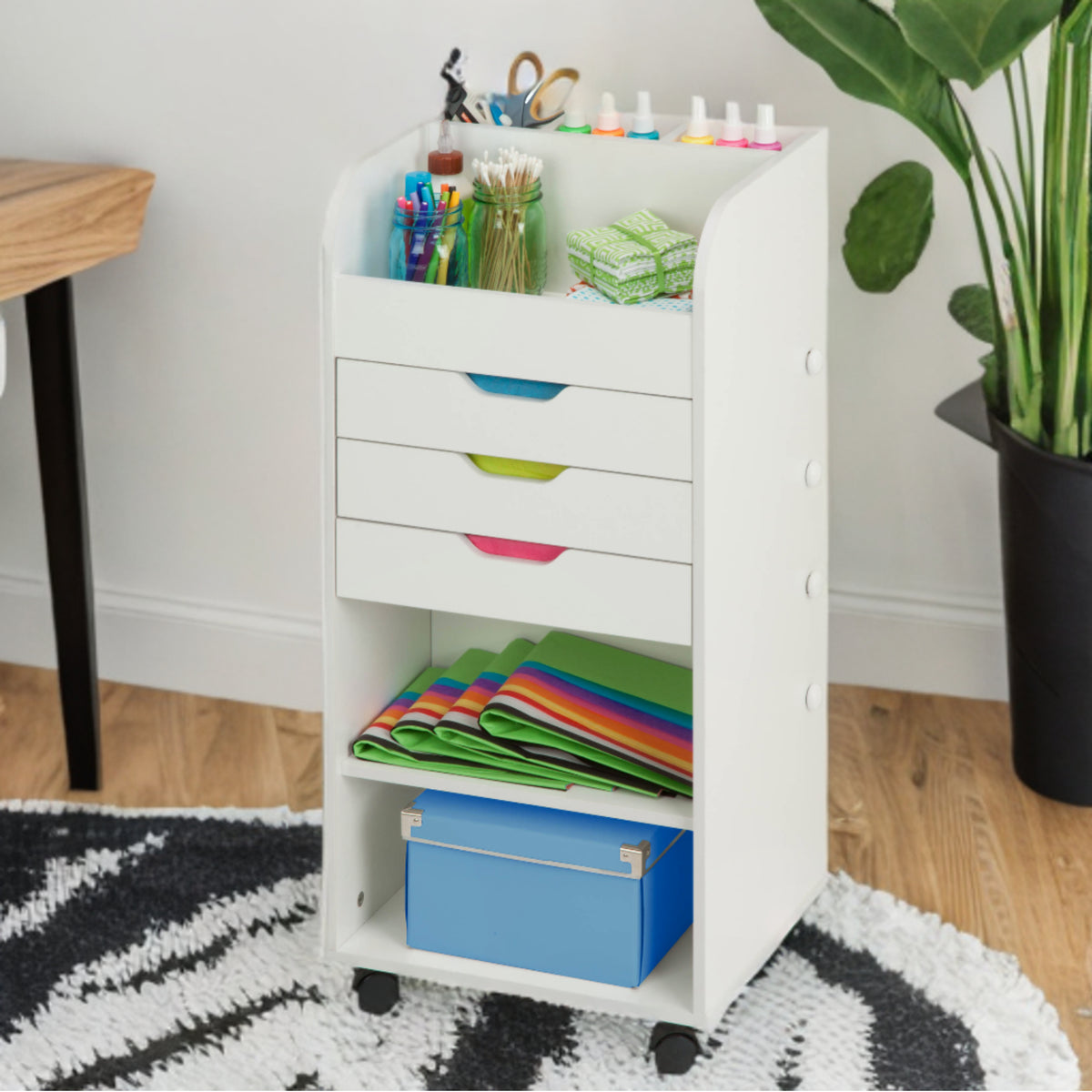 White 3 Drawer Craft Storage Cart