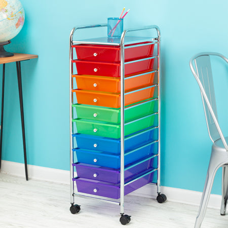 Rainbow 10-Drawer Metal Rolling Storage Cart