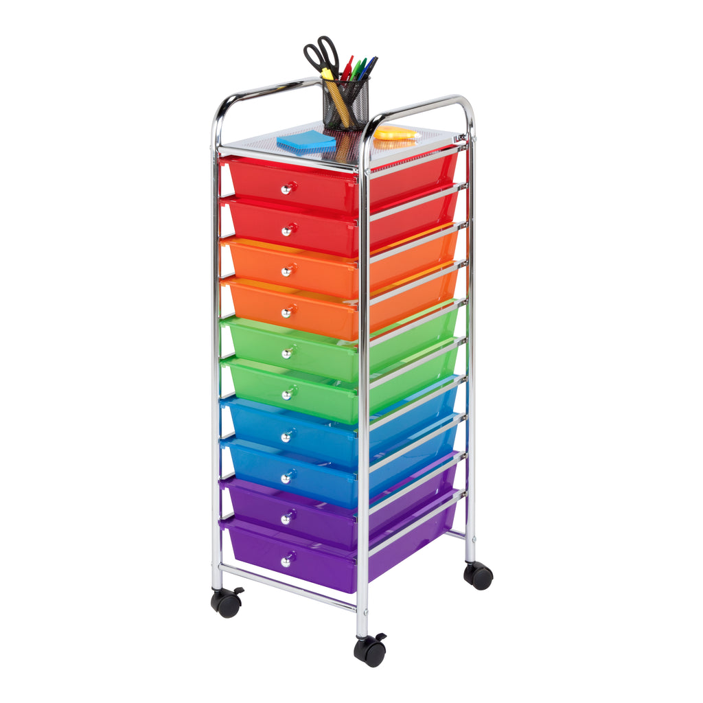 Rainbow 10-Drawer Metal Rolling Storage Cart