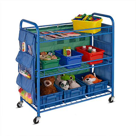 Blue 3-Tier Rolling Teacher's Activity Cart