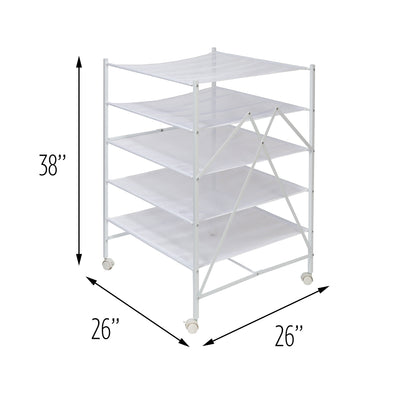 White 5-Tier Mesh Folding and Rolling Drying Rack