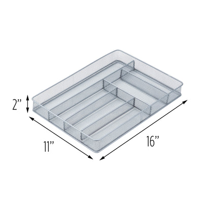 Silver 16" x 11" Mesh Multi-Purpose Drawer Organizer