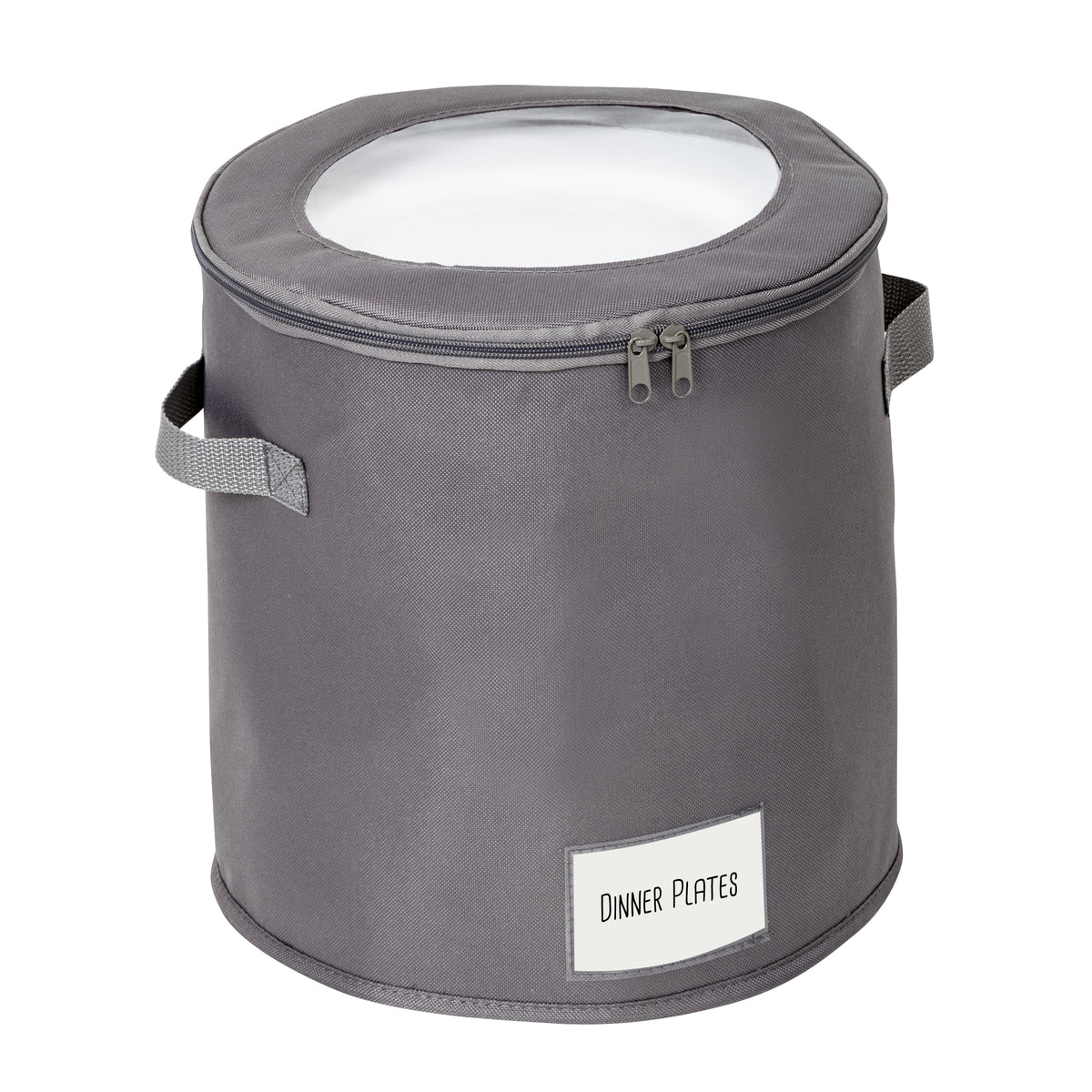 Gray 12-Inch Round Dinnerware Storage Box