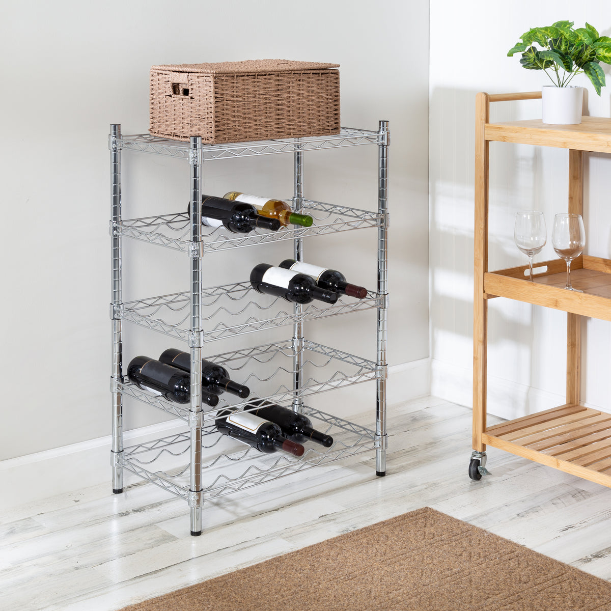 Chrome 4-Tier 24-Bottle Wine Rack