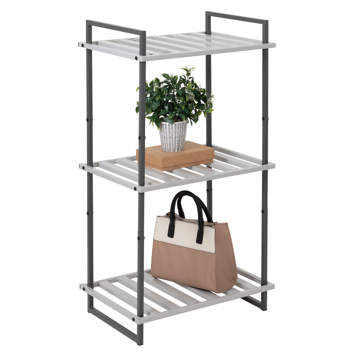 Gray 3-Tier Small Metal Shelf