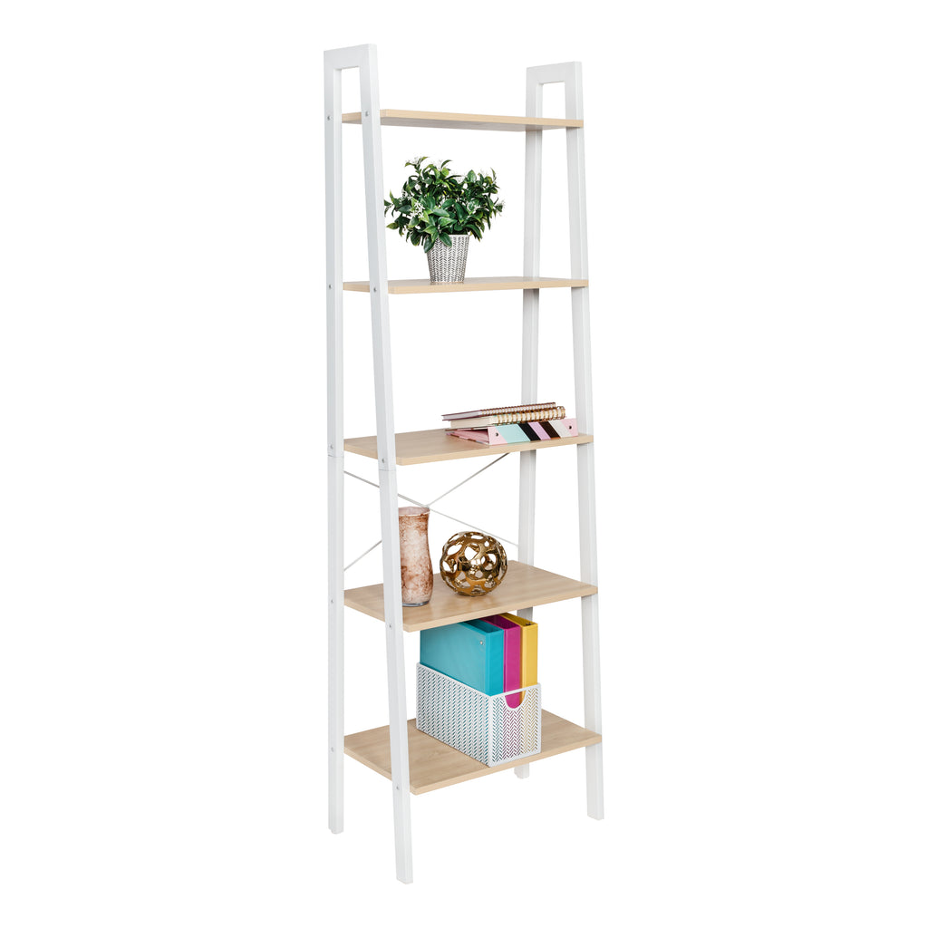 Wooden ladder shelves white store