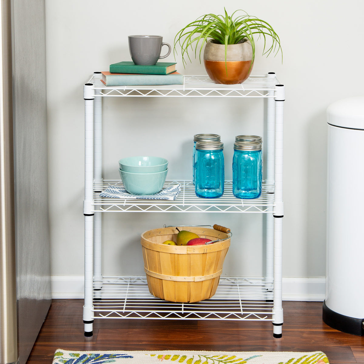 White 3-Tier Heavy-Duty Shelving Unit with 250-lb Weight Capacity